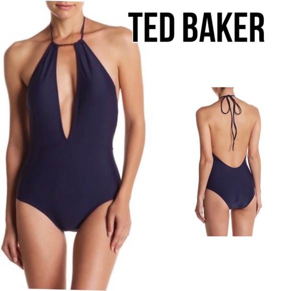 Ted Baker | Swim | Ted Baker Navy Halter One Piece Swimsuit New | Poshmark